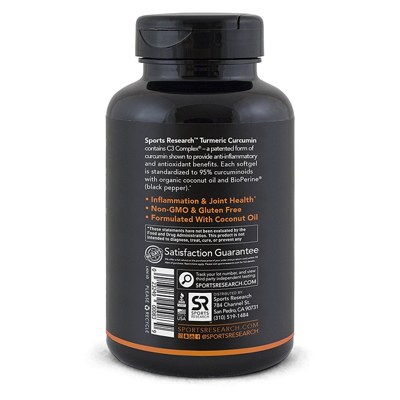 Sports Research Turmeric Curcumin C3 Complex 500 Mg with 95% ...
