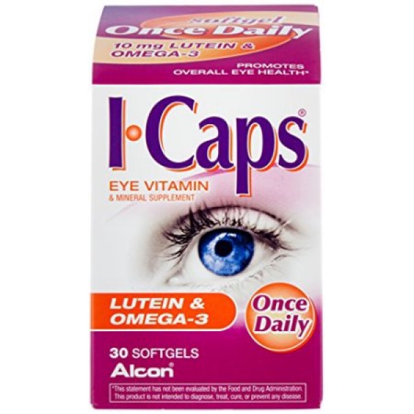 Alcon I-Caps叶黄素＆Omega-3维生素和矿物质补充剂软胶囊30粒 4岁以上儿童可用